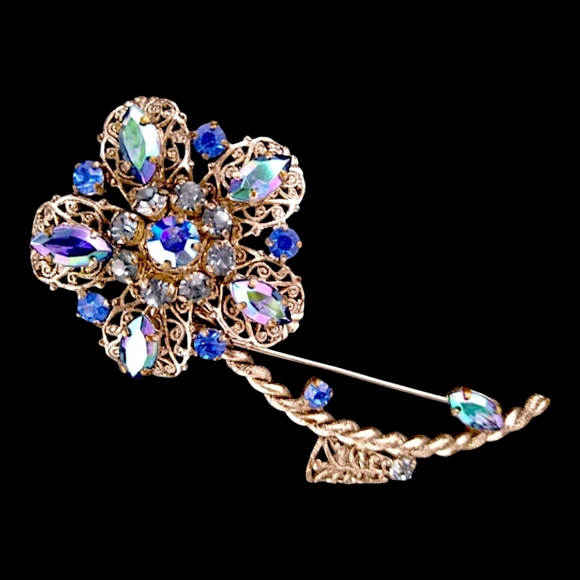 West Germany | Jewelry | West Germany Brooch Peacock Blue Ab And Blue ...
